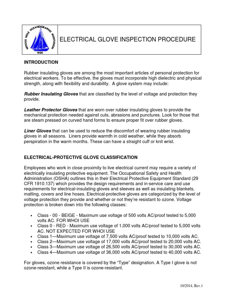 Electrical Glove Inspection Procedure | PDF | Glove | Personal ...