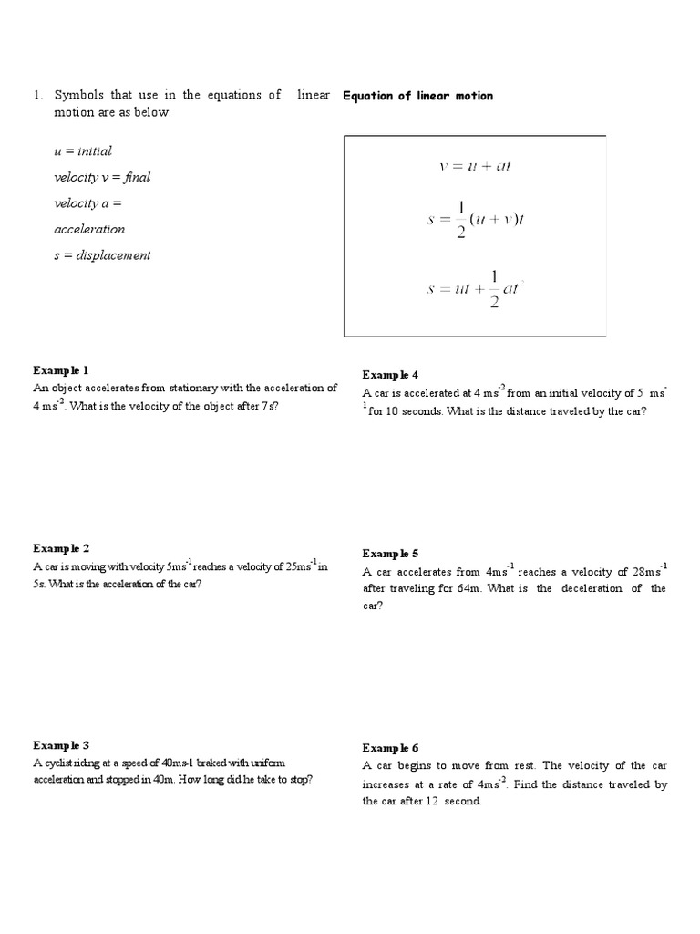 Motion With Uniform Acceleration | PDF | Acceleration | Velocity