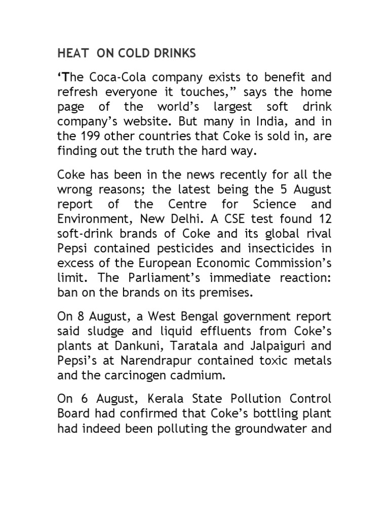 Case Study - Environmental Management | PDF | Coca Cola | Pepsi