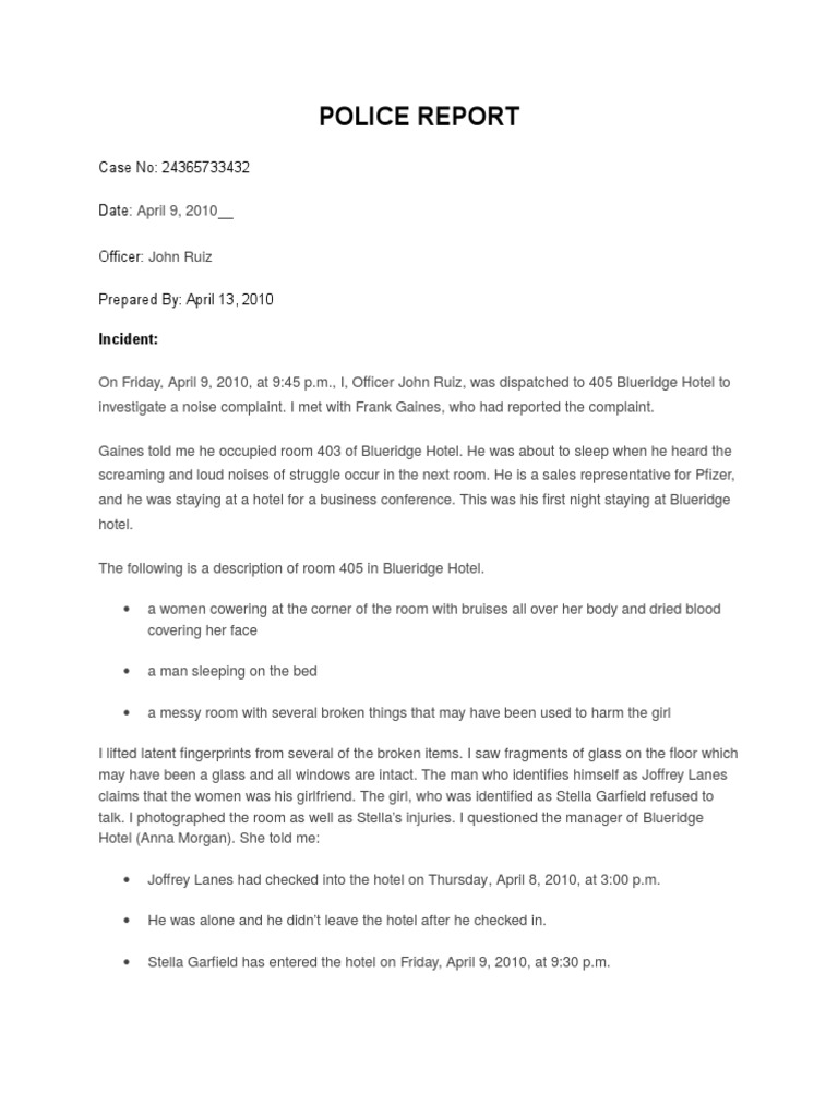 Police Report | PDF | Law Enforcement | Crime & Violence