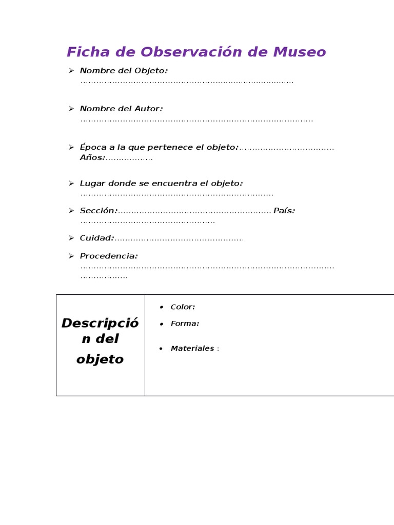 Ficha de Observación de Museo | PDF