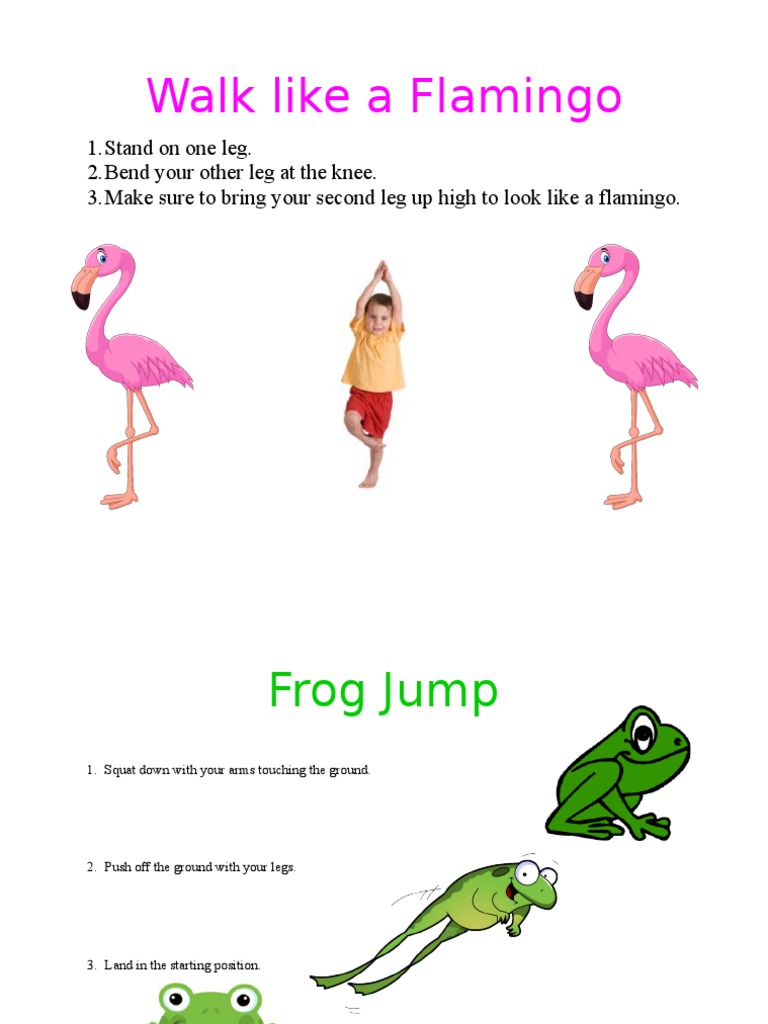 Flamingo Walk and Squat Exercises | PDF | Language Arts & Discipline