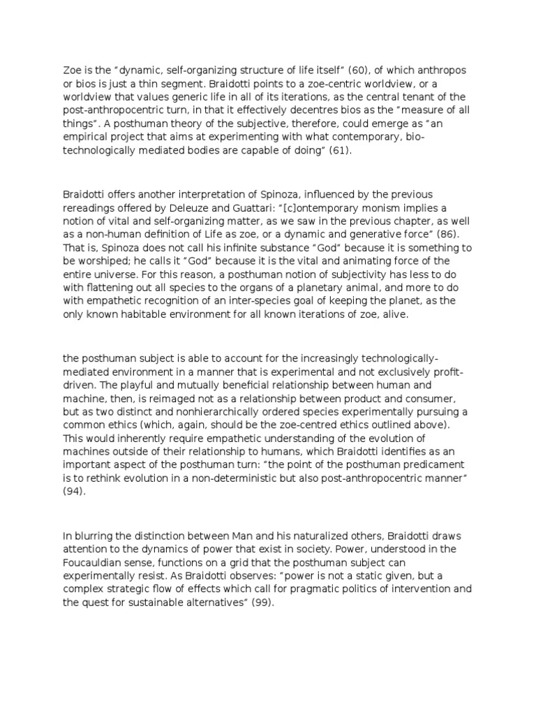 Posthuman Ethics and Zoe-Centric Life | PDF | Life | Posthuman