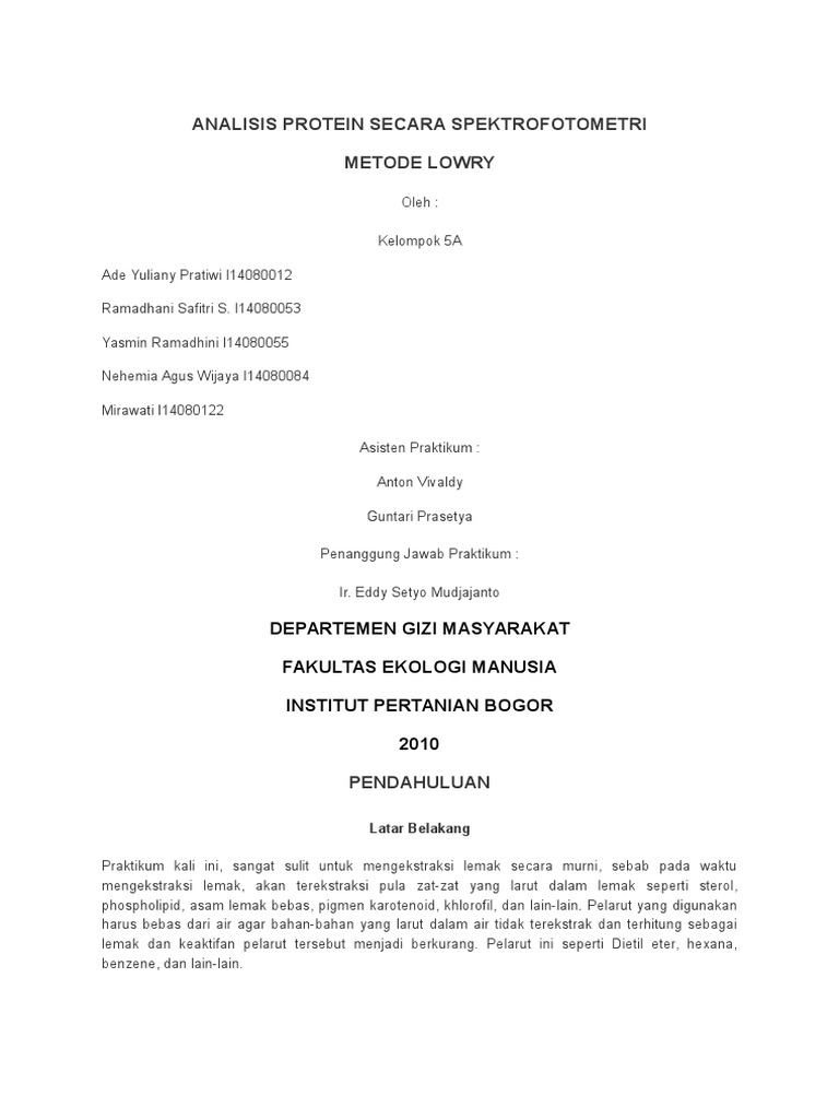 Analisis Protein Secara Spektrofotometri | PDF