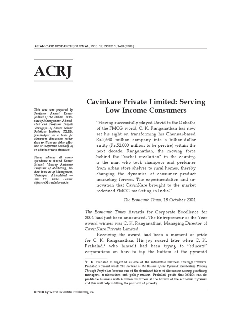 Cavincare Case Study For 22nd July | PDF | Outsourcing | Brand