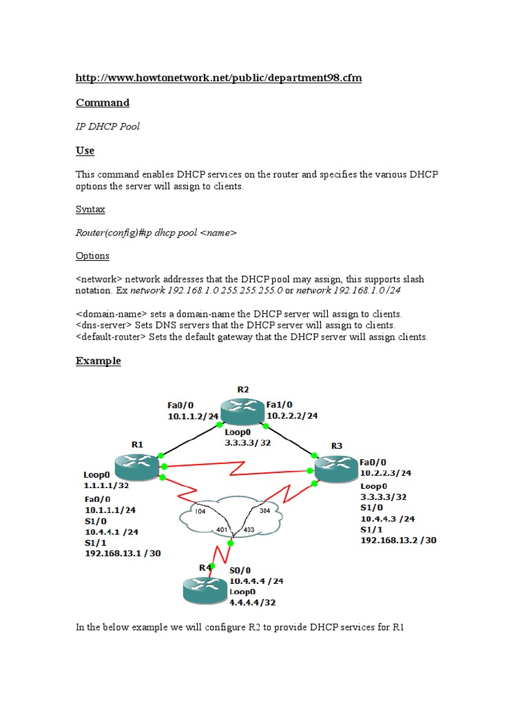 DHCP Config | PDF | Ip Address | Router (Computing)