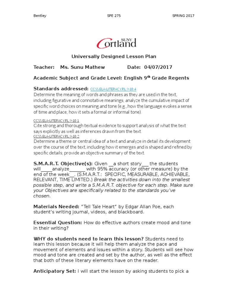 275 Udl Lesson Plan 2 | PDF | Lesson Plan | Educational Assessment