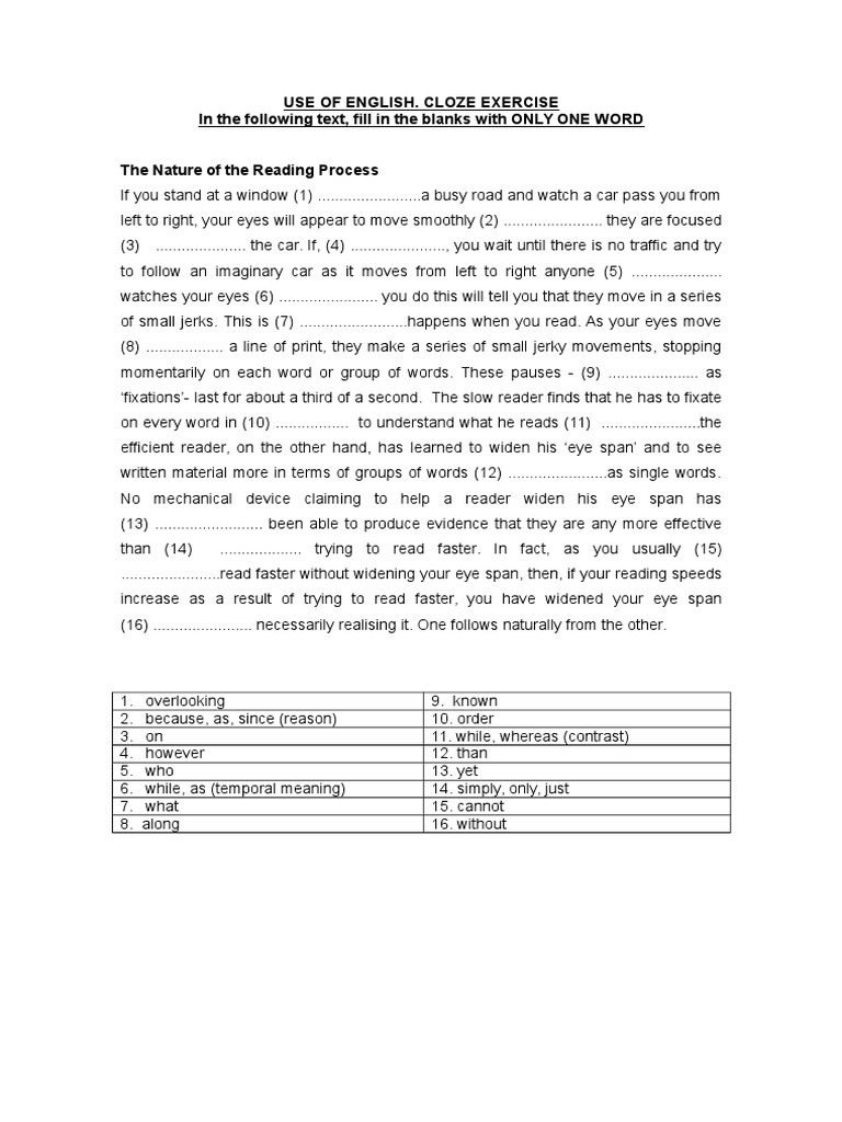 Cloze - Exam - Practice With Key | PDF | Wellness | Medical