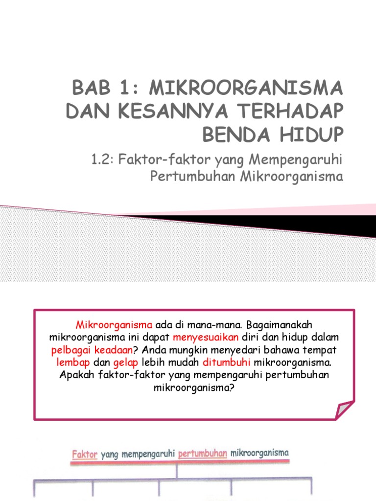 1.2 Faktor Yang Mempengaruhi Pertumbuhan Mikroorganisma | PDF