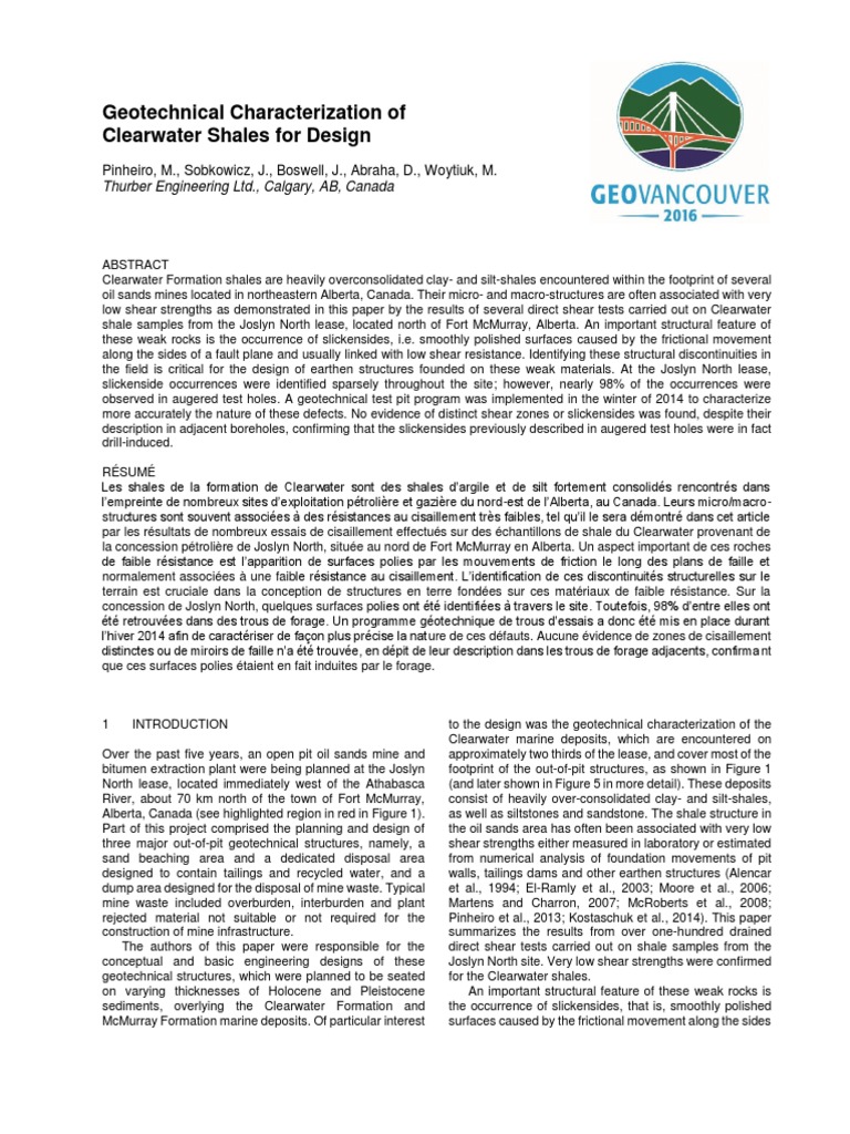 PI2016 - Geotechnical Characterization of Clearwater Shales For Design ...