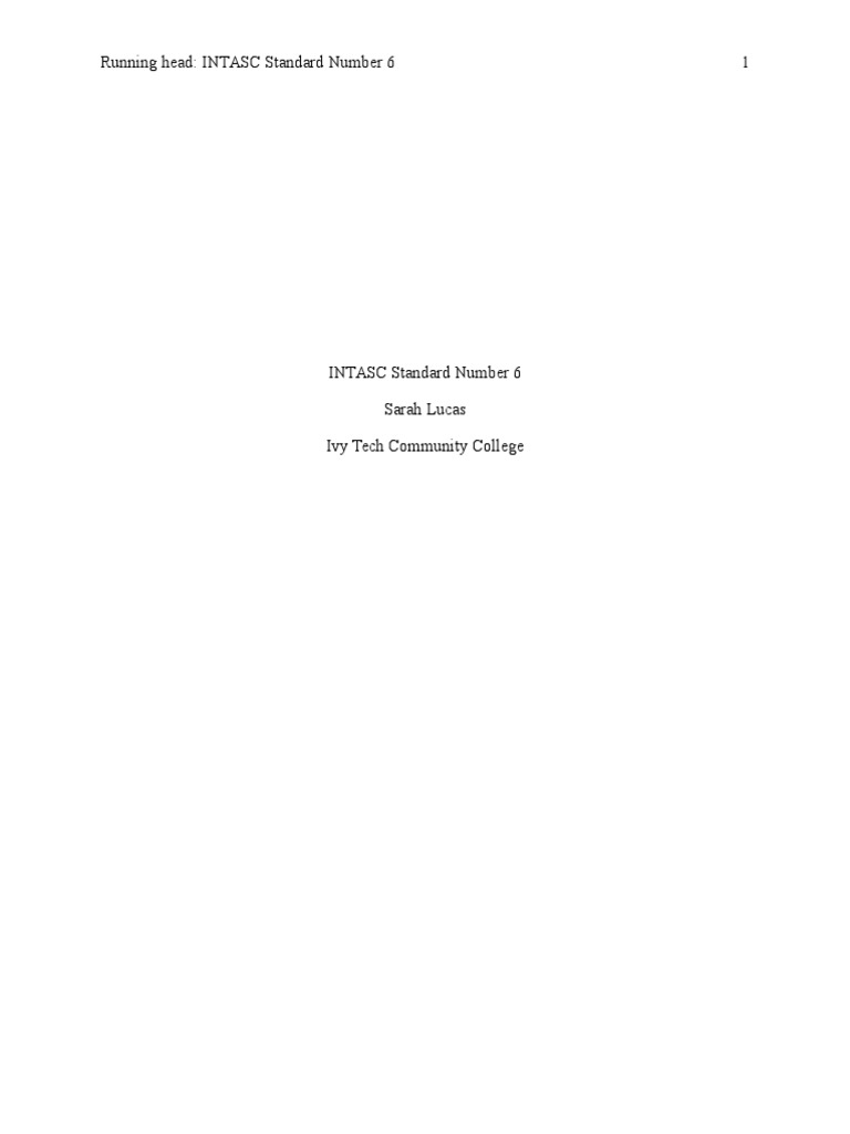 Intasc Standard 6 | PDF