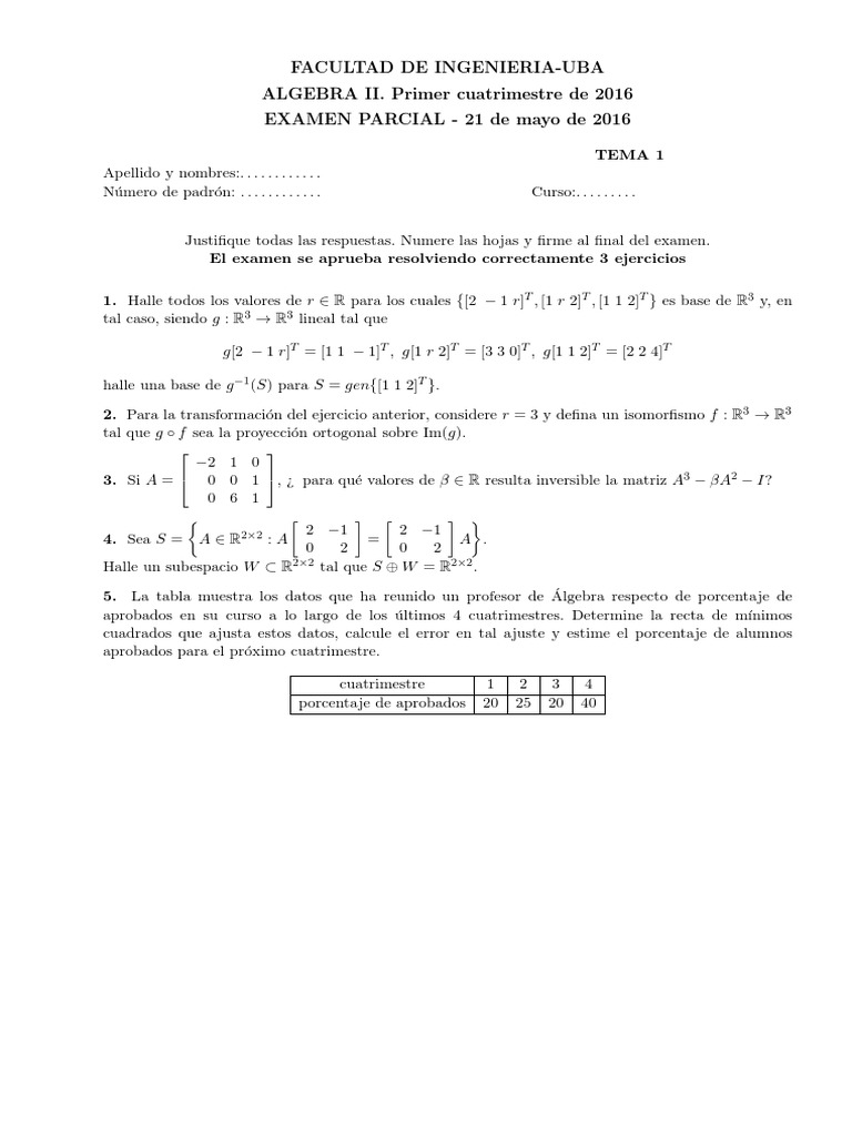 INTEGRADOR Algebra Fiuba | PDF | Valores propios y vectores propios ...