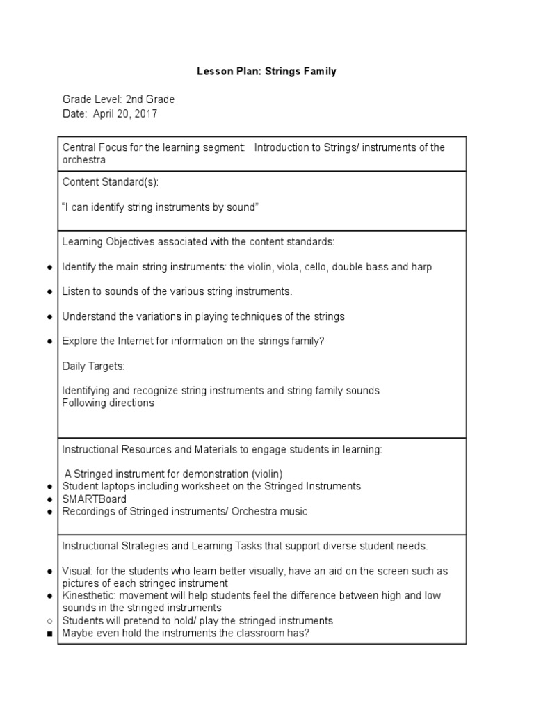 2nd Grade Strings Lesson | PDF | String Instruments | Double Bass