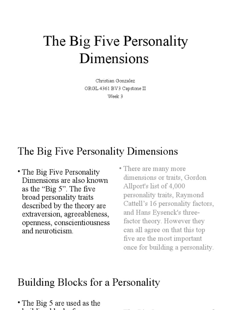 Big Five Personality Dimensions | PDF | Extraversion And Introversion ...
