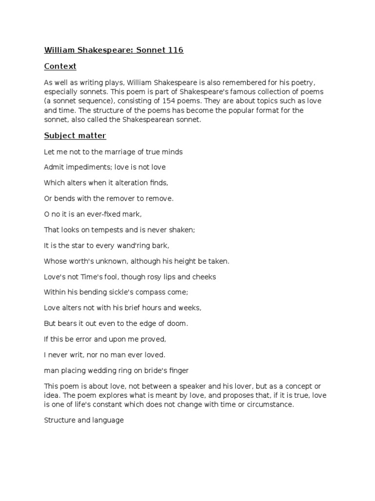 Sonnet 116 | PDF | Sonnets | Literary Criticism