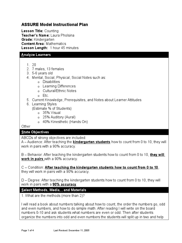 Assure Lesson Plan | PDF | Lesson Plan | Quality Of Life