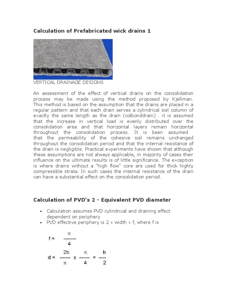 Calculation of Band Drains | PDF