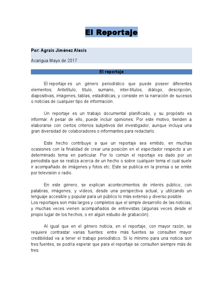 El Reportaje Periodistico | PDF | Periodismo | Science