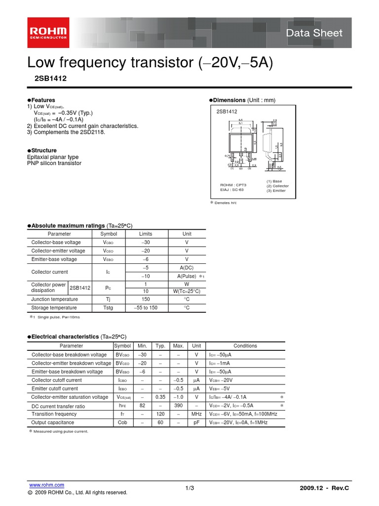 B1412-Rohm.pdf | Electronics | Electronic Engineering | Free 30-day Trial | Scribd