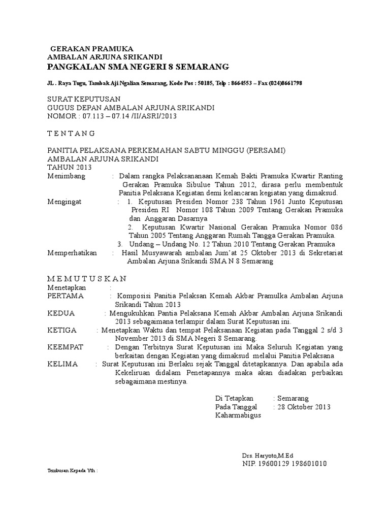 Contoh SK Persami | PDF