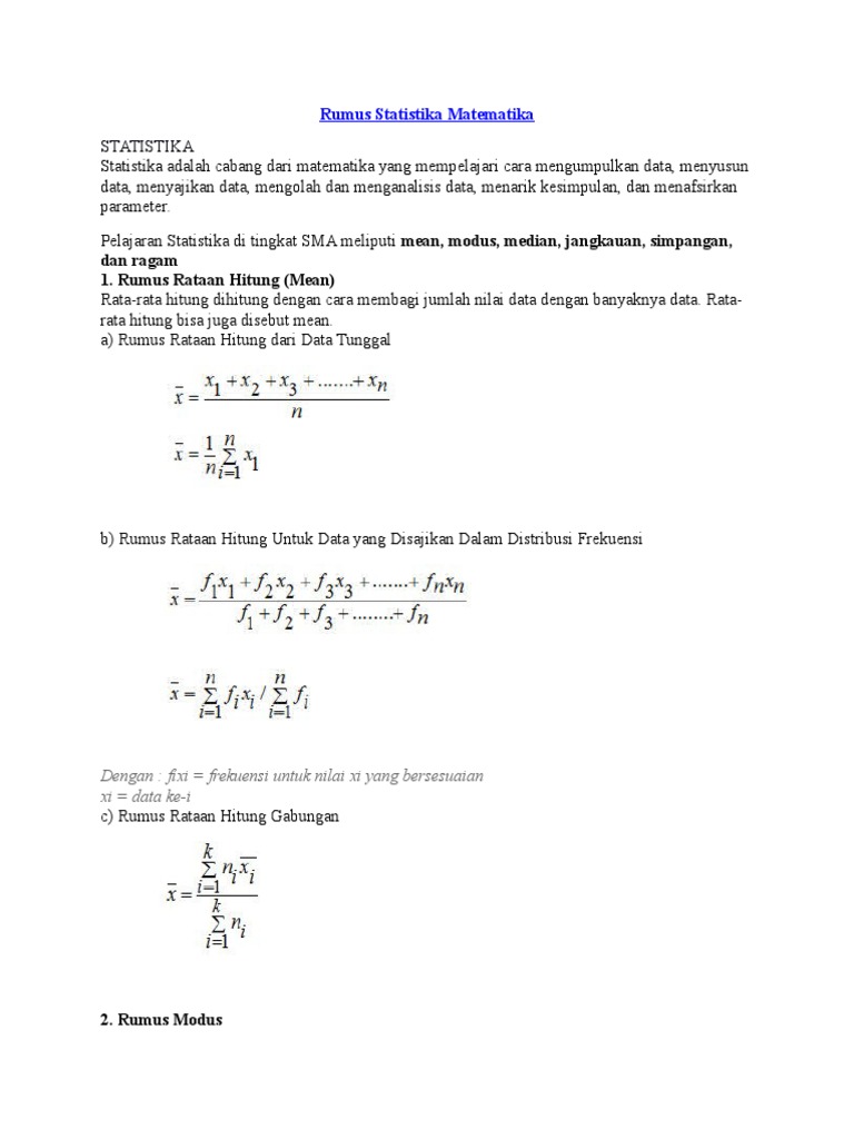 Rumus Statistika Matematika | PDF
