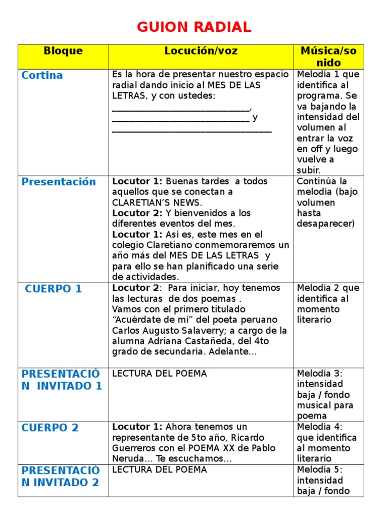 Guion Radial | PDF | Melodía | Ocio