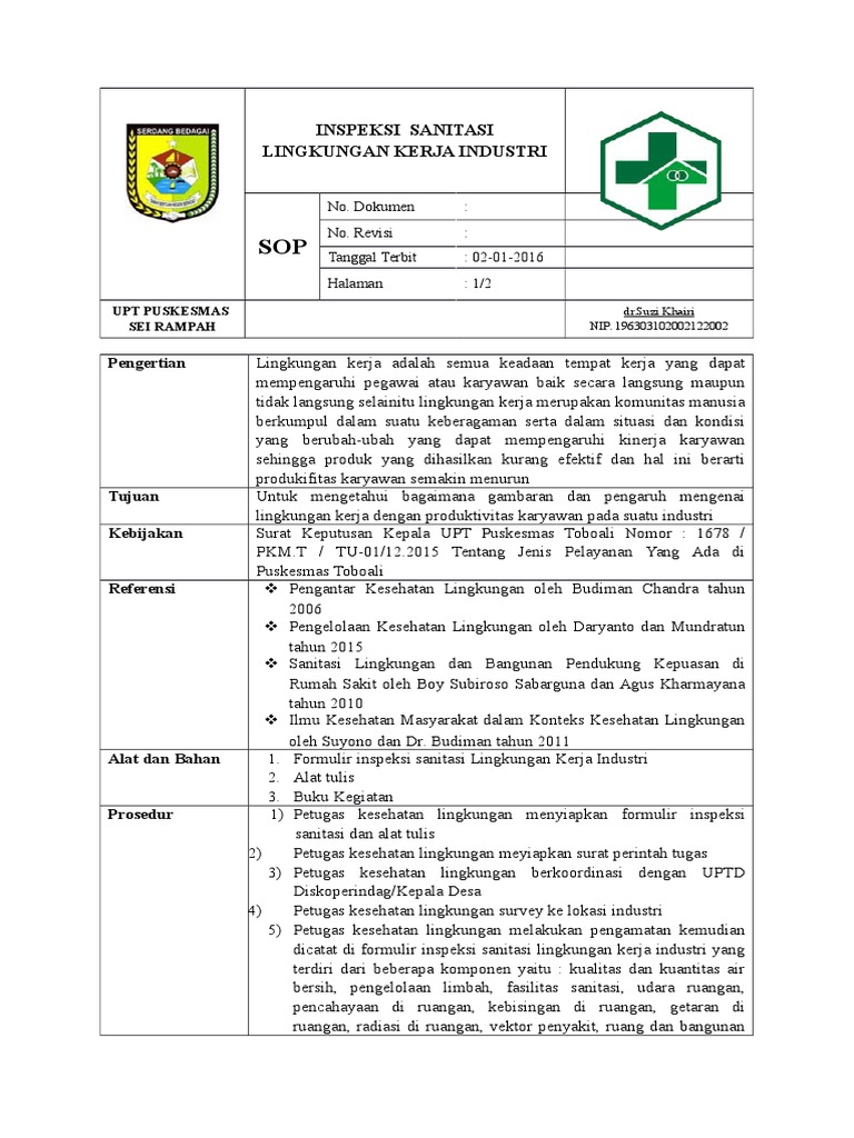 Inspeksi Sanitasi Lingkungan Kerja Industri | PDF