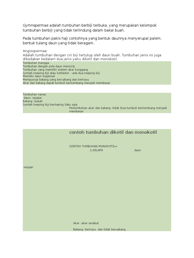 Gymnospermae dan Angiospermae: Ciri dan Contoh | PDF | Griya & Taman | Kesehatan Holistik