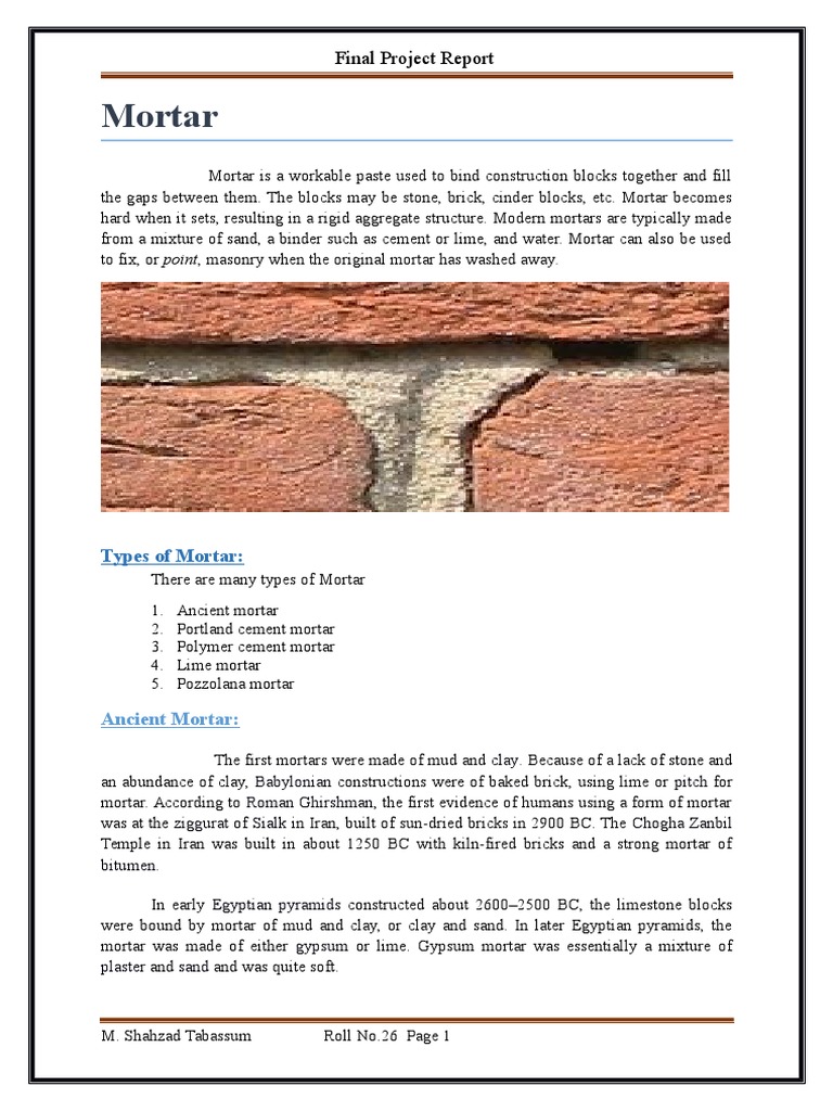 Mortar | PDF | Mortar (Masonry) | Manmade Materials