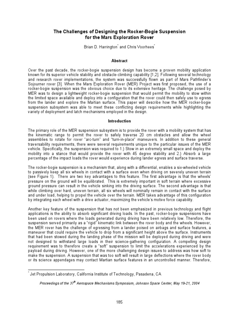 The Challenges of Designing The Rocker-Bogie Suspension For The Mars ...