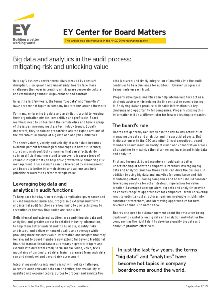 Ey Big Data and Analytics in The Audit Process | PDF | Analytics | Big Data