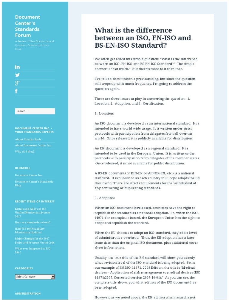 Difference Between ISO, EN - ISO and BS - EN - ISO | PDF ...