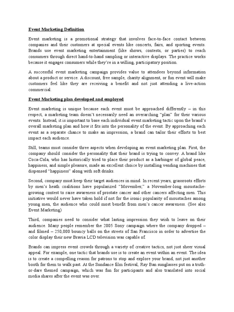 Event Marketing Definition | PDF | Brand | Social Media