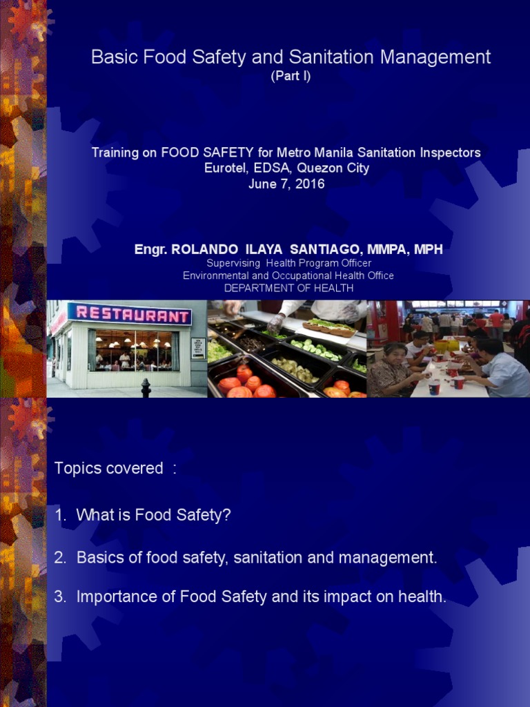 Basic Food Safety and Sanitation Management-NCR (Part1) | PDF ...