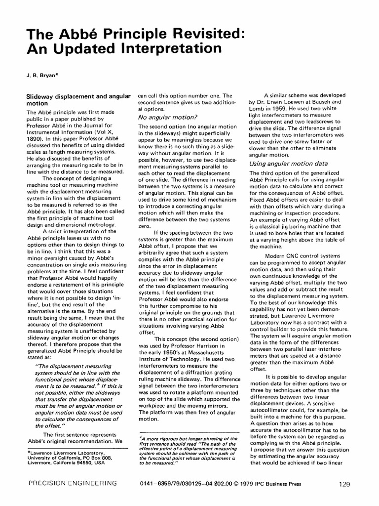 The Abbe Principle Revisited by Bryan 1979 | Accuracy And Precision ...