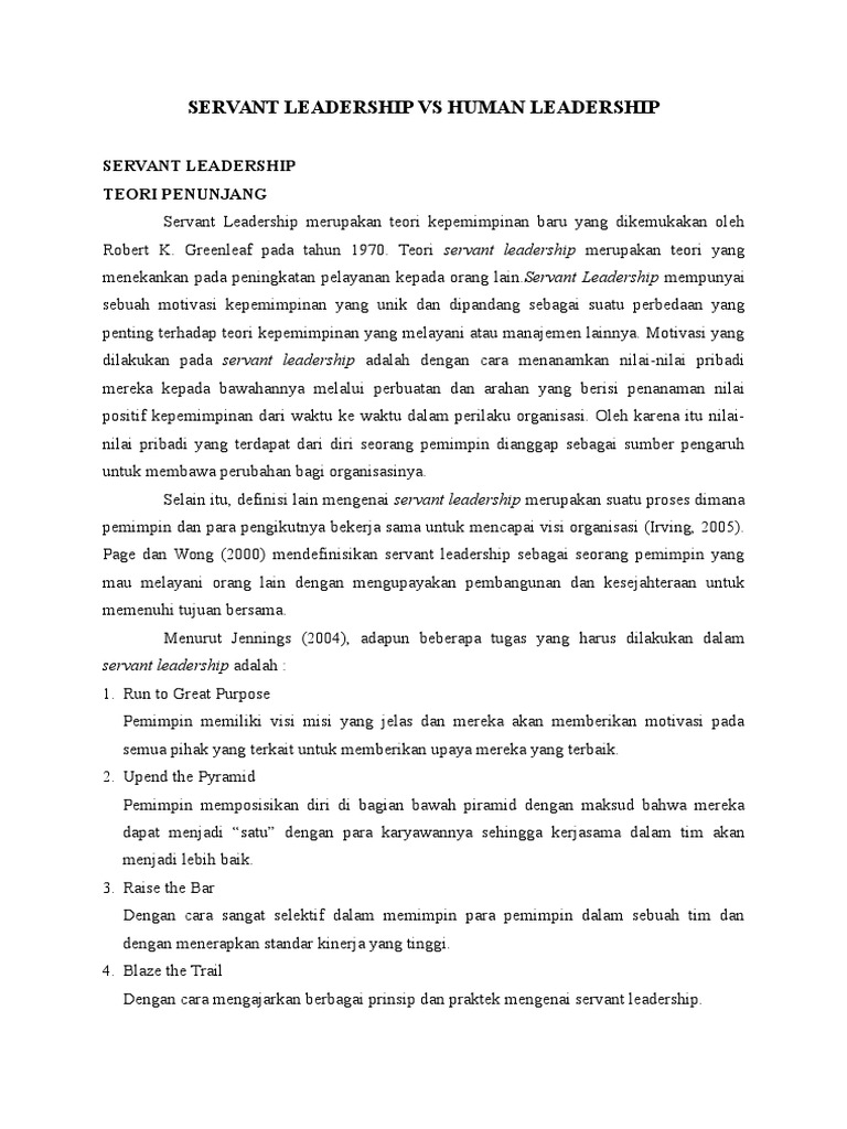 Perbandingan Servant dan Human Leadership | PDF