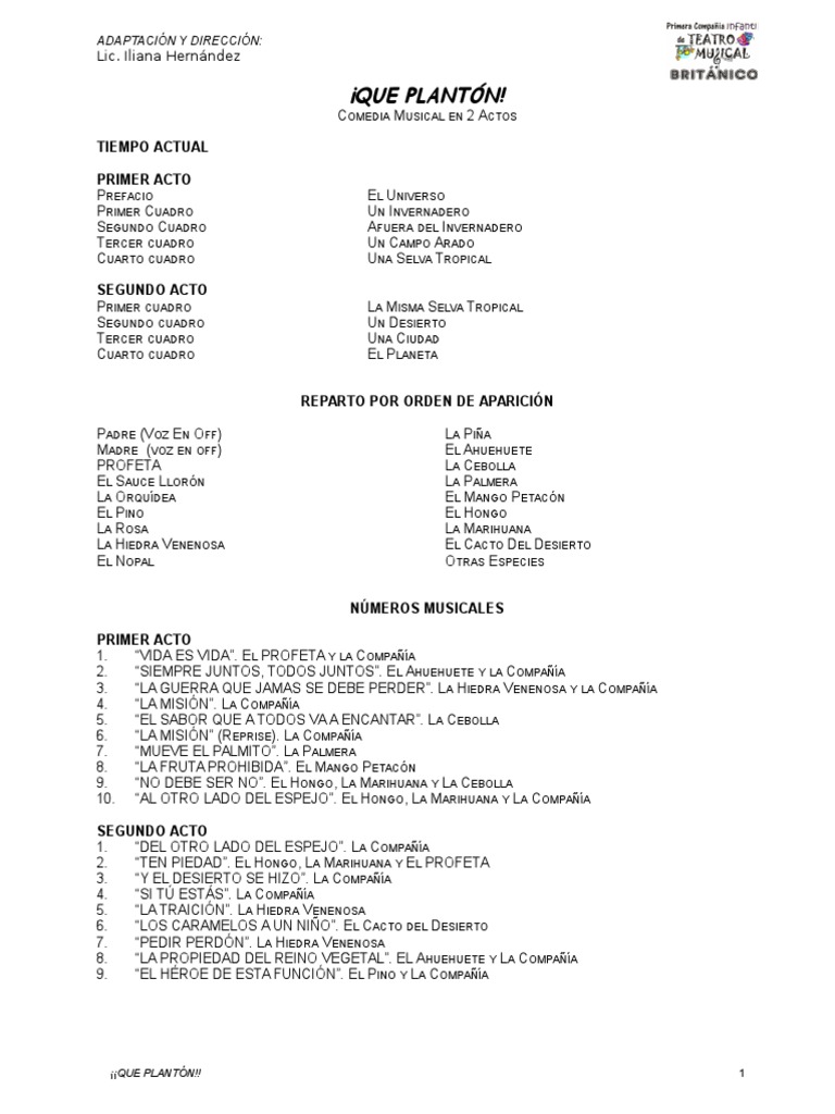 Comedia Musical: ¡Que Plantón! | PDF | Plantas | Naturaleza