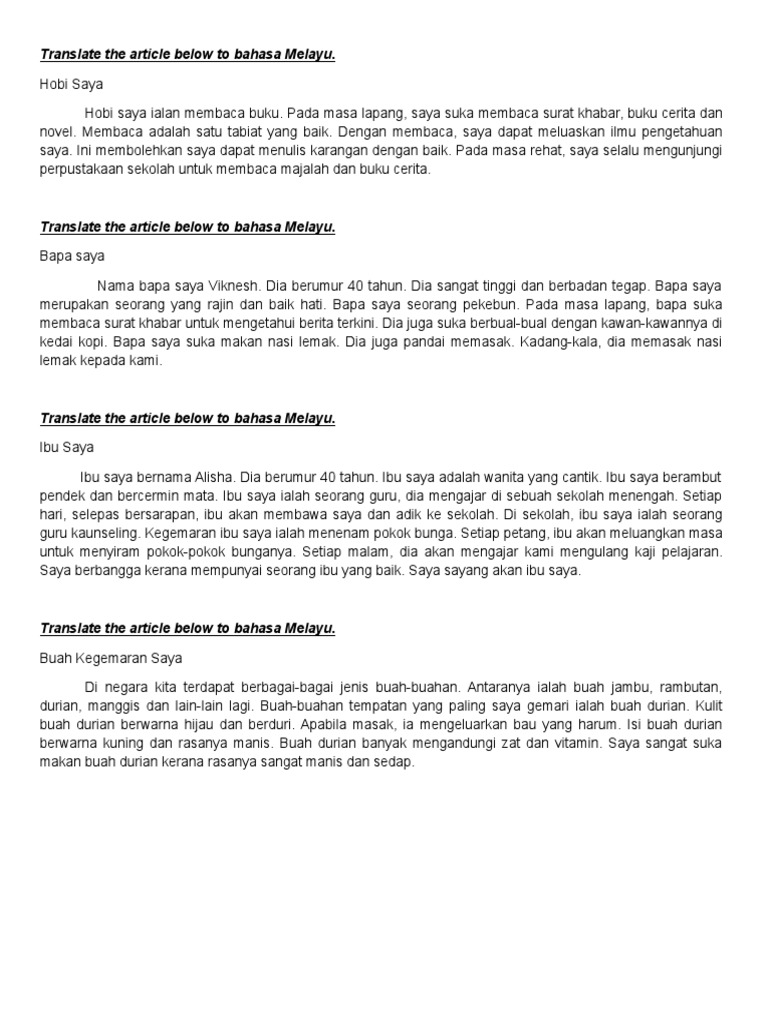 Translate BM To English | PDF