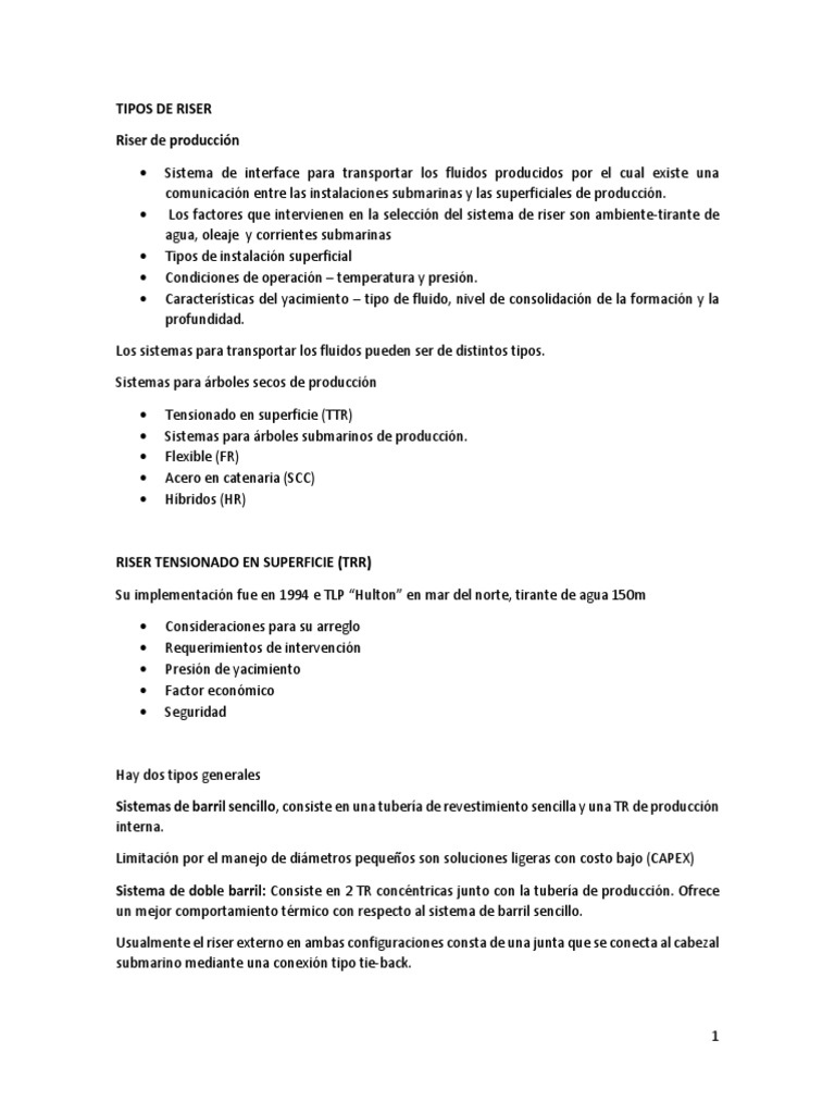 Tipos de Riser | PDF | Tubería (transporte de fluidos) | Submarinos