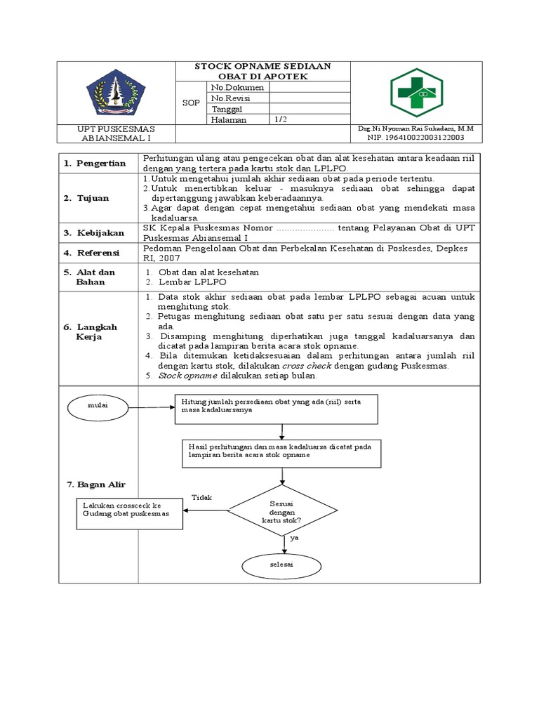 Stock Opname Sediaan Obat Di Apotek Pdf