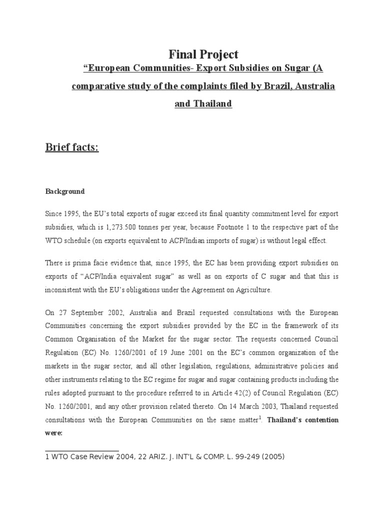 Final Project: Brief Facts | PDF | Subsidy | European Union