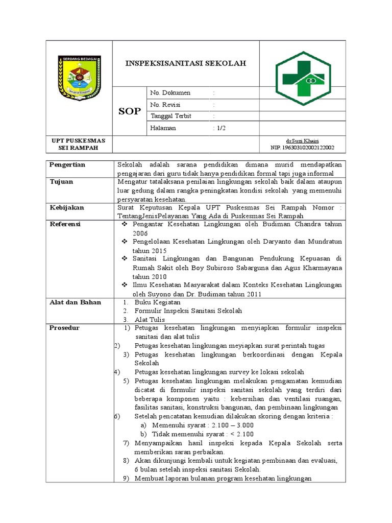 Inspeksi Sanitasi Sekolah | PDF