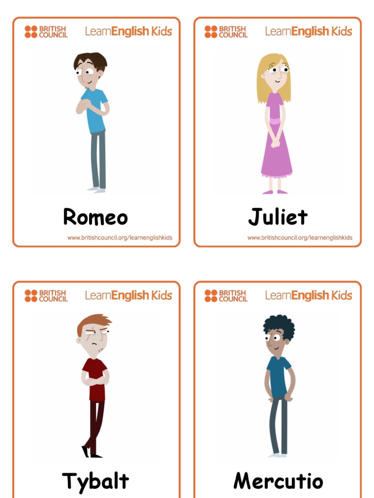 Shakespeare Romeo and Juliet Character Flashcards