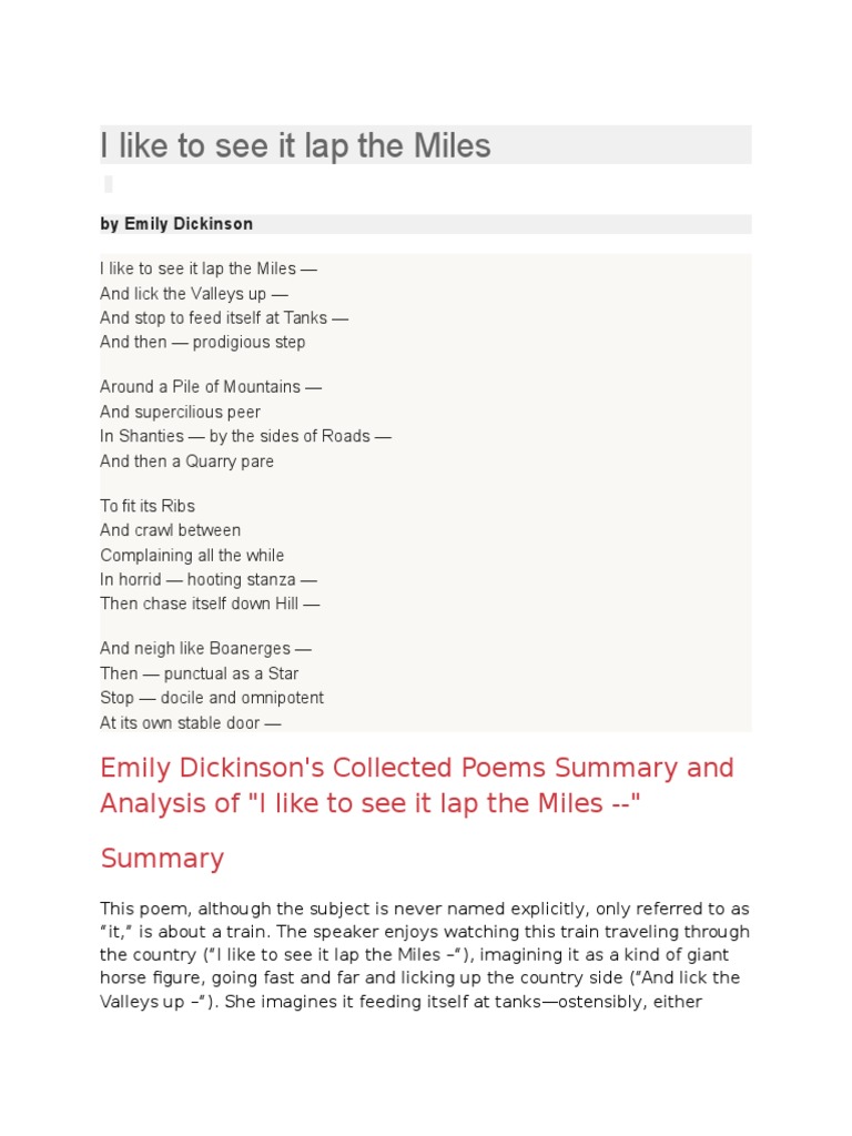 I Like To See It Lap The Miles | PDF | Poetry
