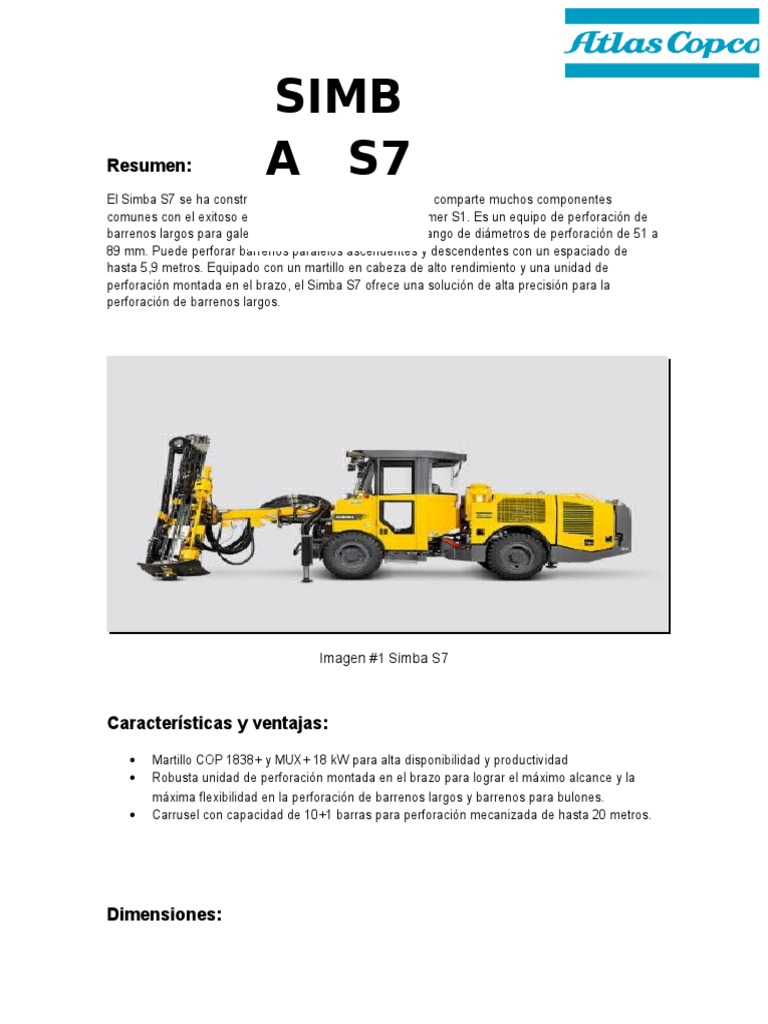 Descripción técnica detallada del equipo de perforación Simba S7 | PDF ...