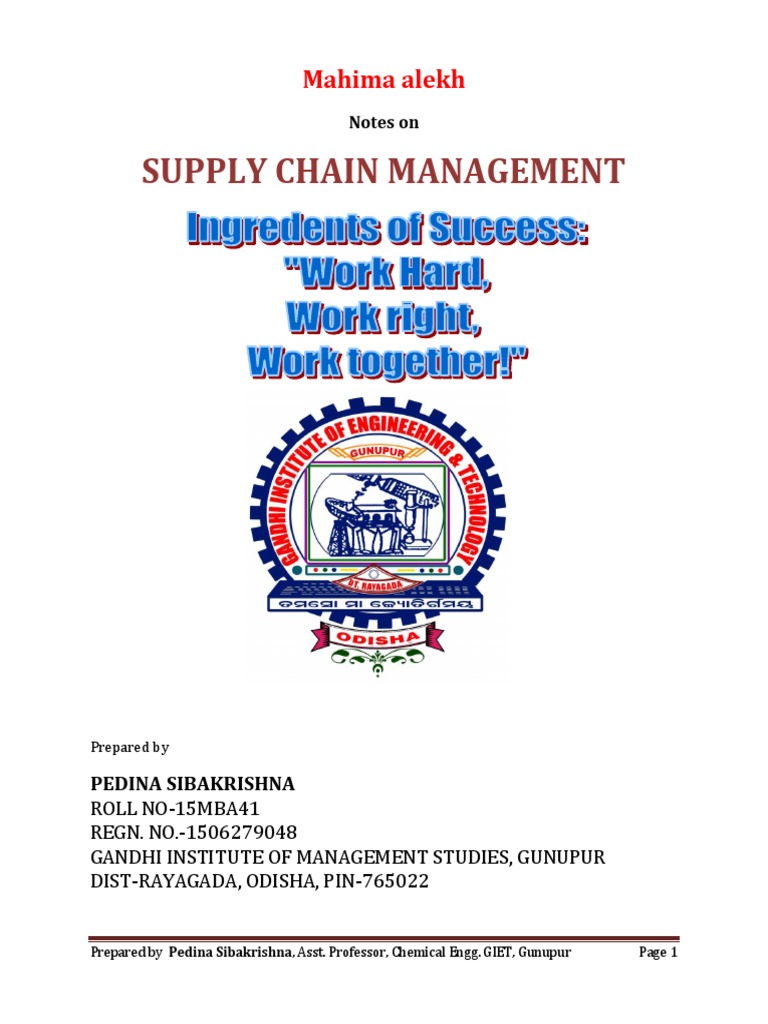 Supply Chain Management Notes | PDF | Supply Chain | Market Segmentation