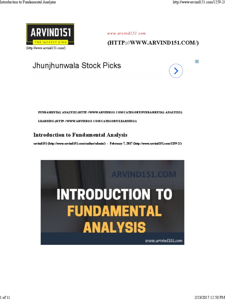 fundamental analysis.pdf | Investing | Stocks