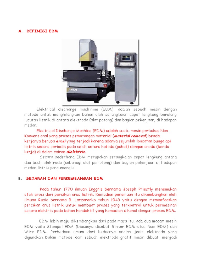 Definisi dan Jenis Mesin EDM | PDF | Teknologi & Rekayasa