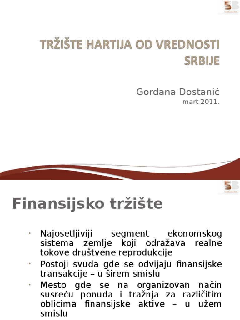 Tržište Hartija Od Vrednosti Srbije | PDF