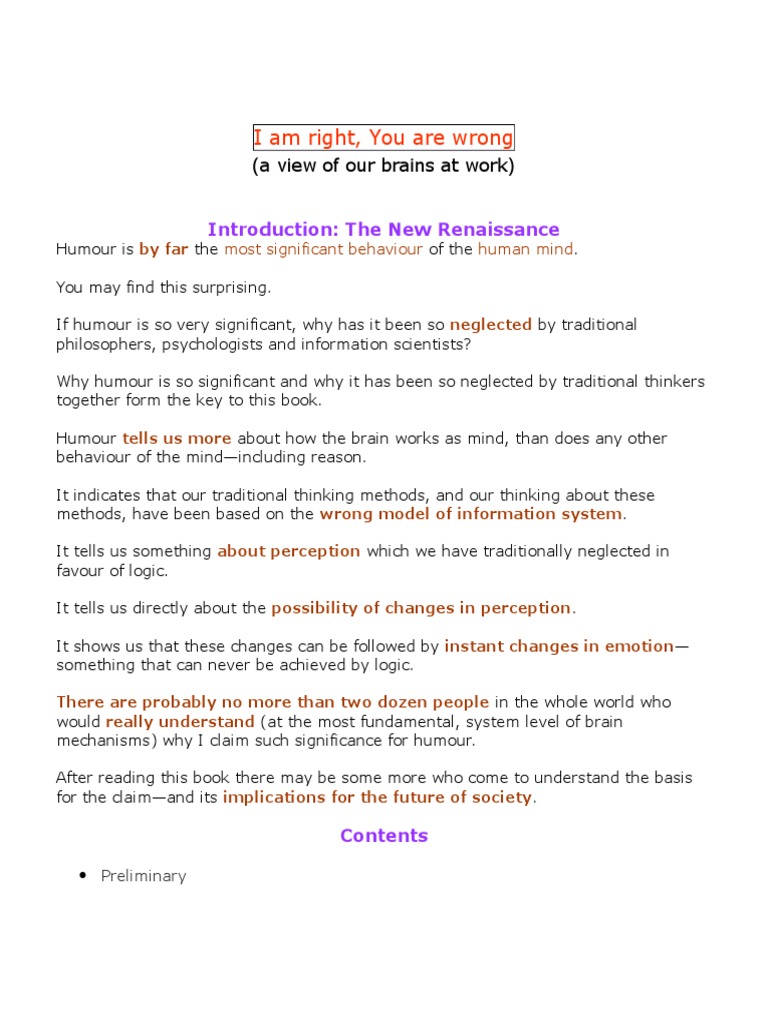 I Am Right, You Are Wrong | PDF | Reason | Thought